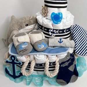 Handmade | Accessories | Ship Diaper Cake Shark Diaper Cake | Poshmark